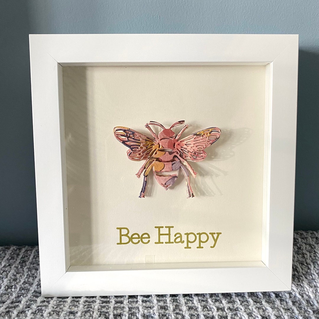 Bee Picture With the Words Bee Happy - Etsy