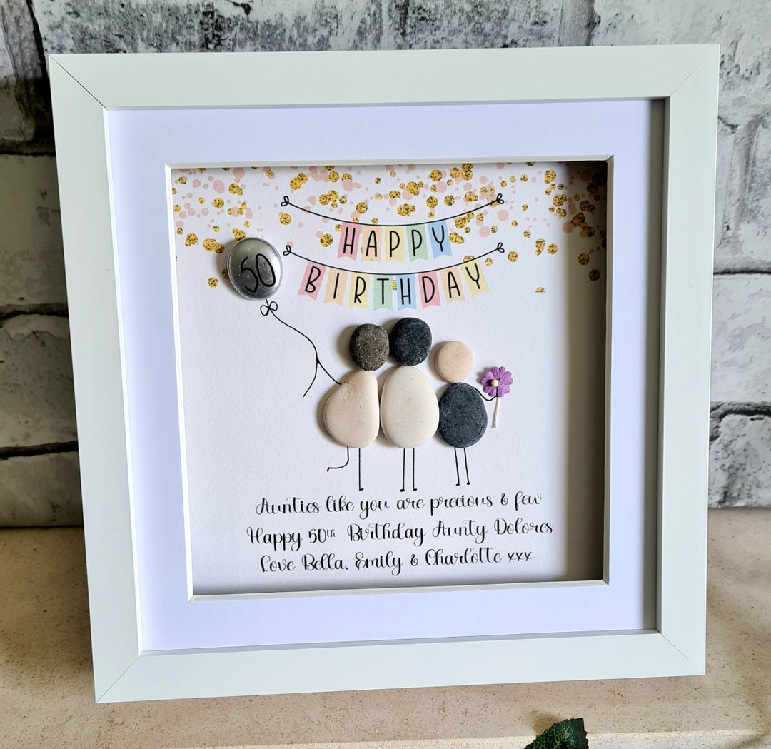Pebble Art Birthday Gift, Unique Auntie Gift, Personalised Gift ...
