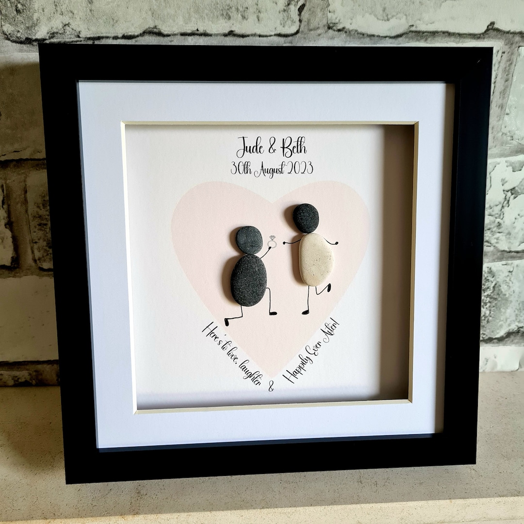 Engagement Gift, Pebble Art Gift, Fiancée Gift, Fiancé Gift, Happy ...