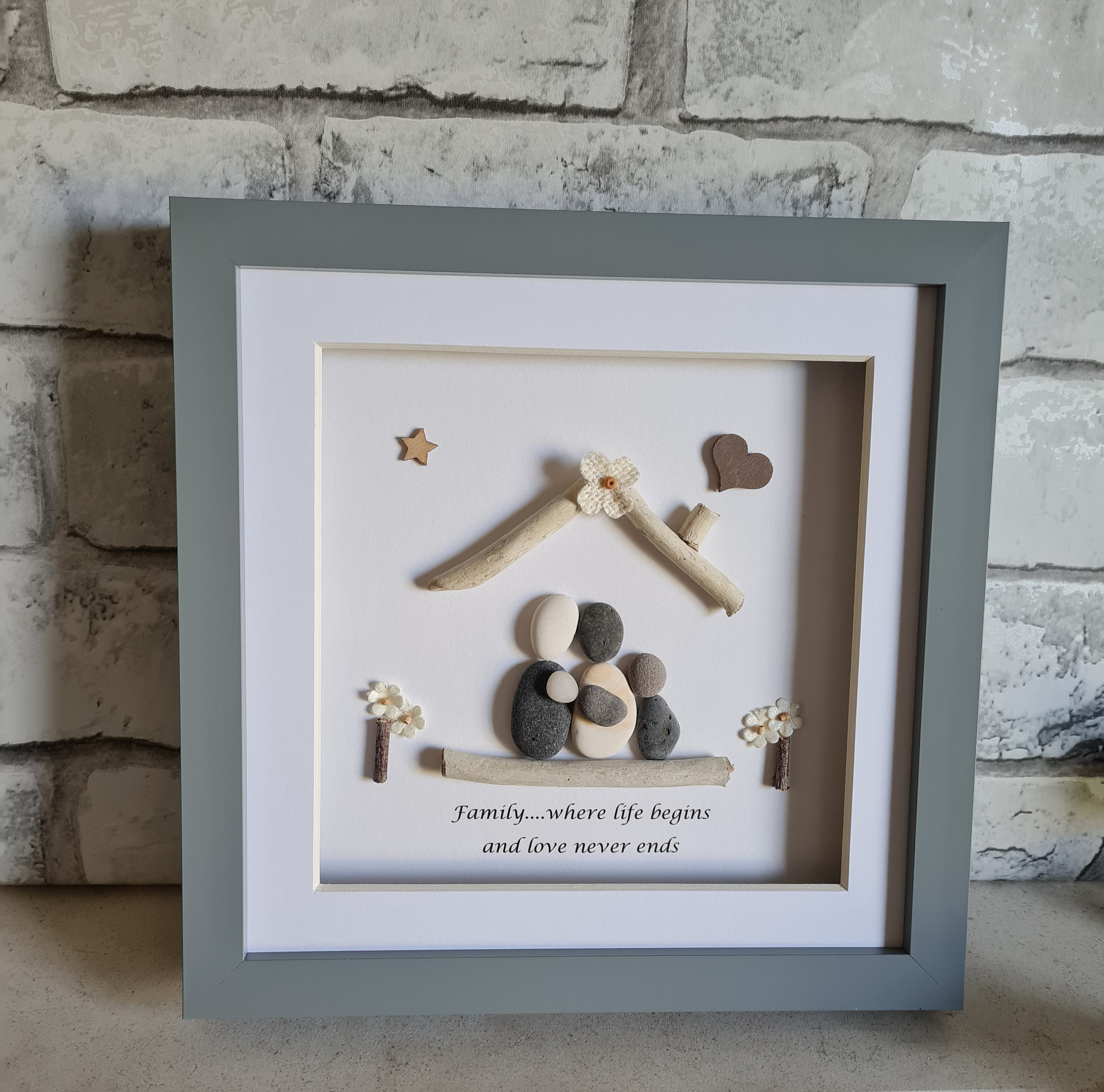 Pebble Art Family Frame. Bespoke Pebble Art Personalised to - Etsy