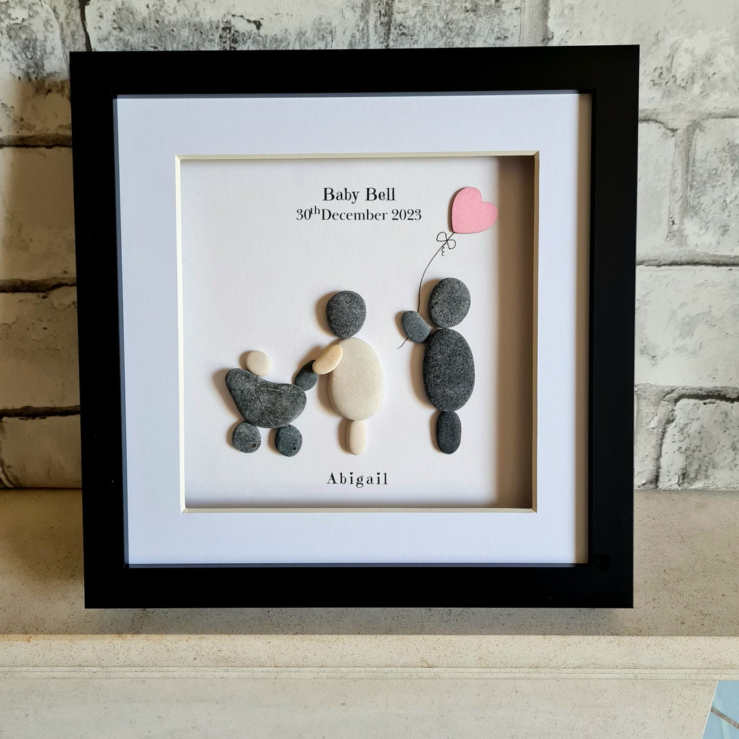 New Born Gift, Personalised Pebble Art Gift, New Baby Boy Gift, New ...