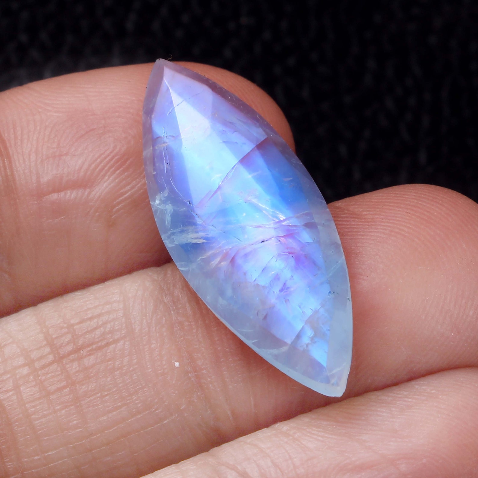 Natural Blue Flashy Rainbow Moonstone Rose Cut Faceted | Etsy