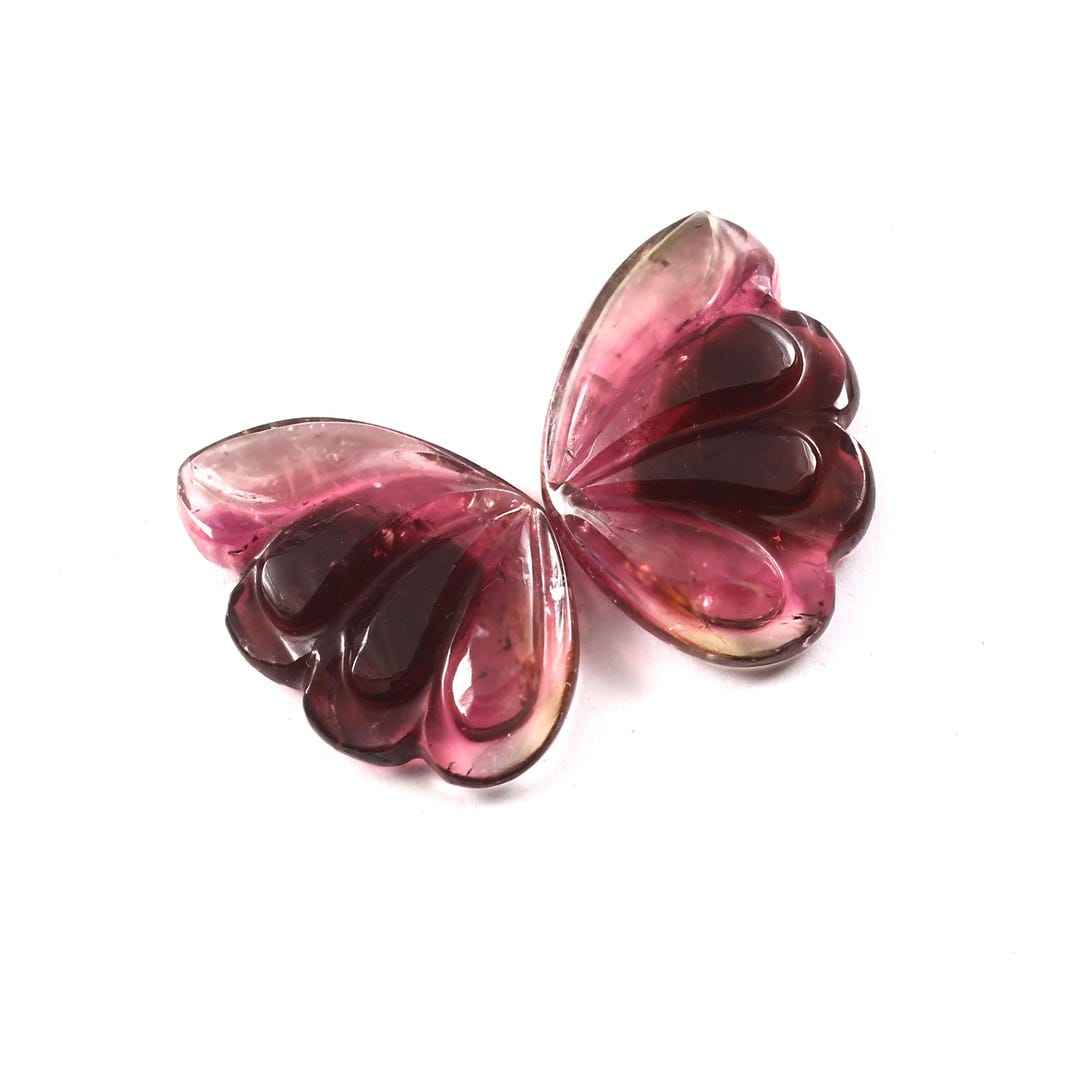 Hand Carved Watermelon Tourmaline Butterfly Wings (15x22mm Pair) - Etsy