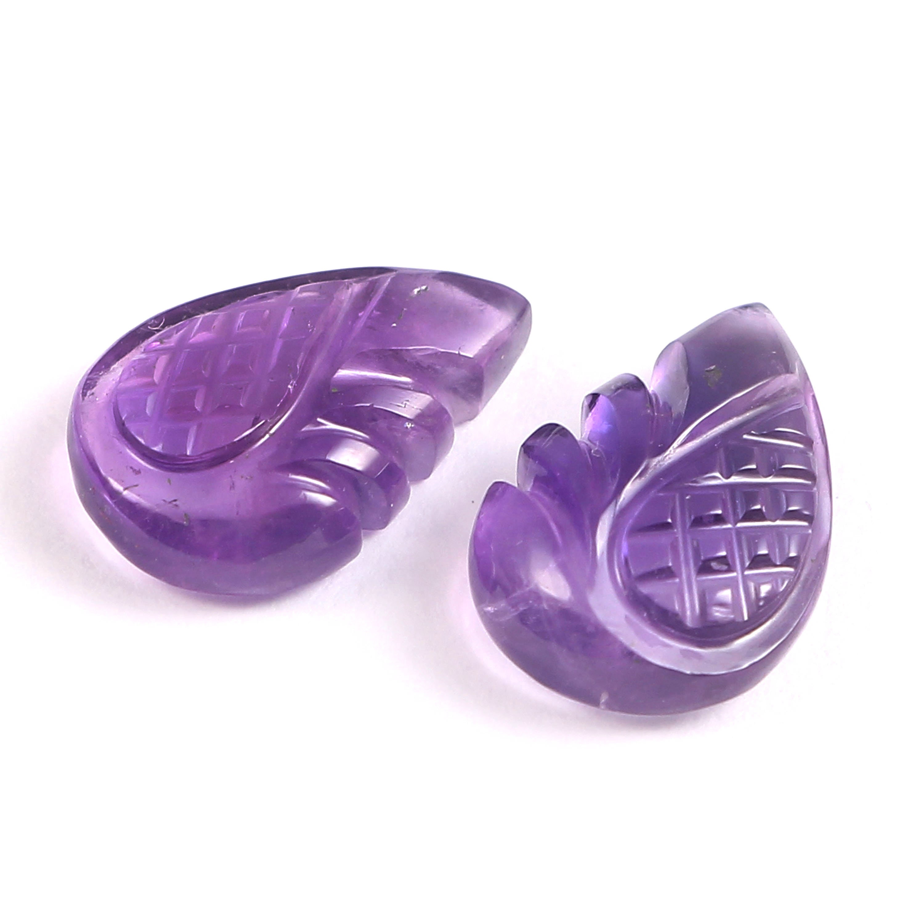 Natural Bio Amethyst Hand Carved Fancy Leaf Gemstone Size | Etsy