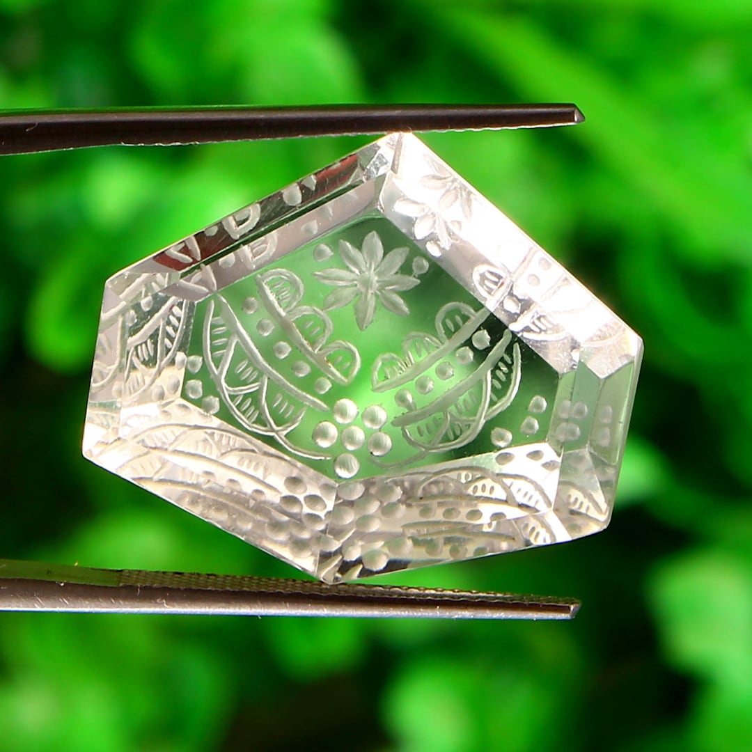 Natural Clear Crystal Fantasy Cut Carving Fancy Gemstone Hand Carved ...