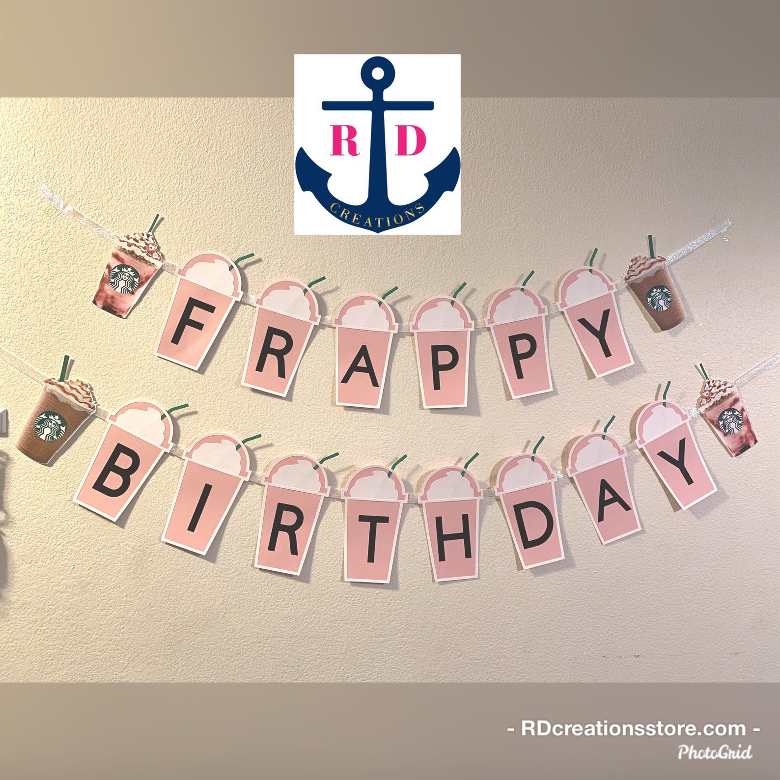 Pink Frappy Birthday Banner | Frappe Lover Party Decor - Etsy