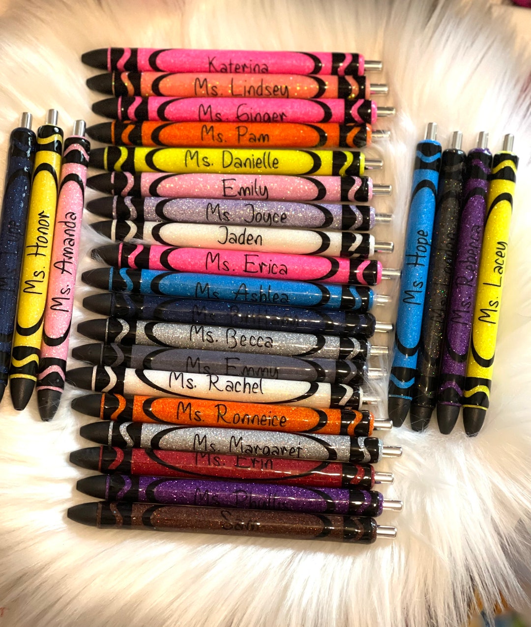 Crayon Pen |custom Crayon Glitter Pen | Variety of Colors | Glitter ...