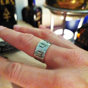Rune Ring. Real Money, Luck, Prosperity Amulet, Rustic Sterling Silver ...
