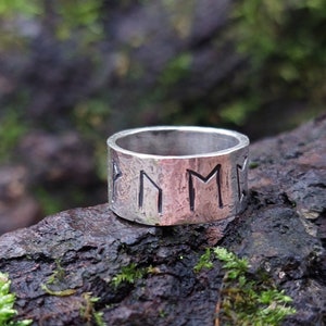 Rune Ring. Real Money, Luck, Prosperity Amulet, Rustic Sterling Silver ...