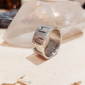 Rune Ring. Real Money, Luck, Prosperity Amulet, Rustic Sterling Silver ...