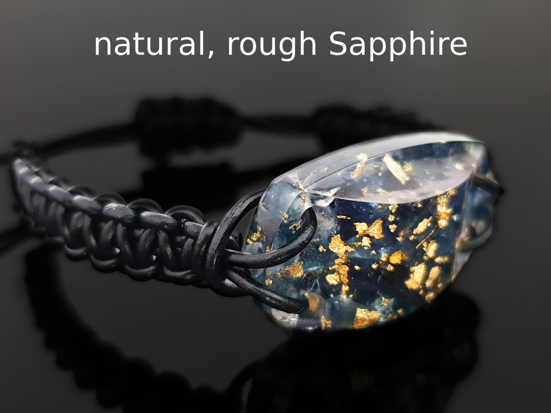Orgone orgonite bracelet, Natural Blue Sapphire, Magic amulet. Reiki ...