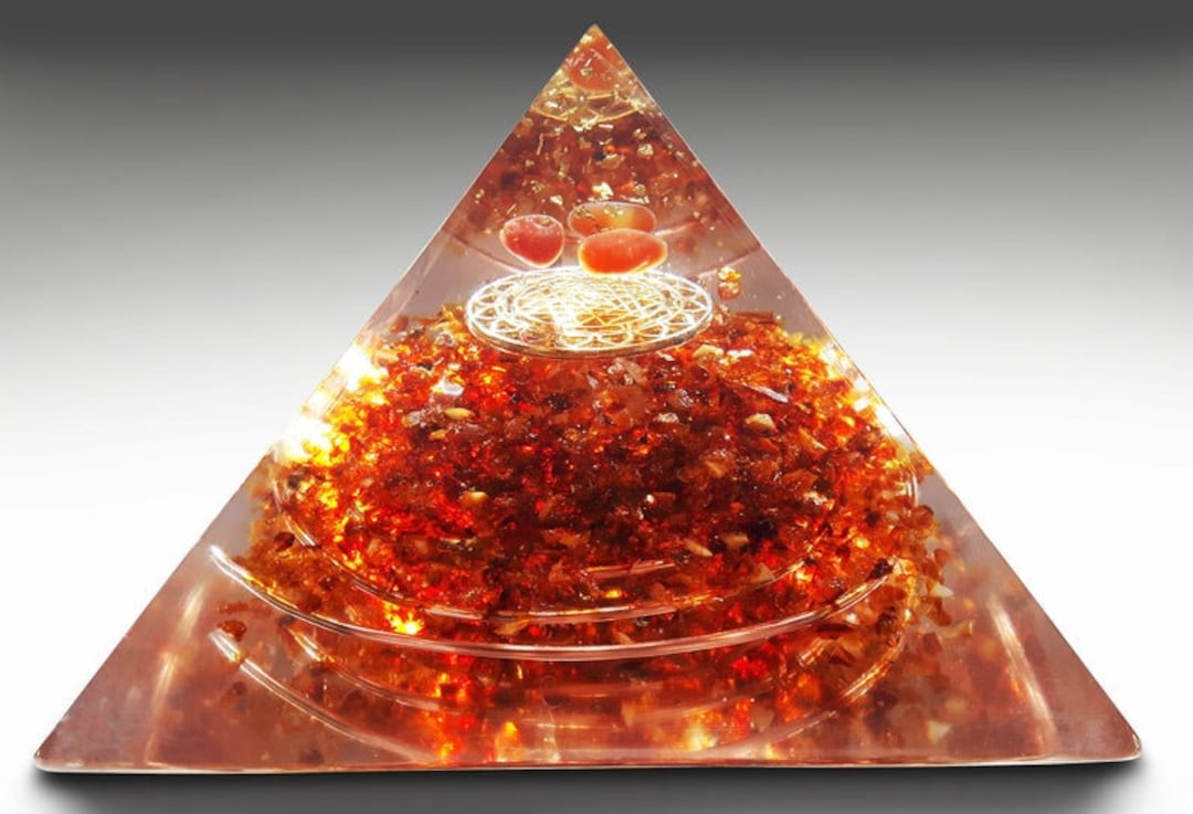 Orgonite Orgone Pyramid / Baltic Amber Pyramid Carnelian - Etsy UK