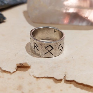 Rune Ring. Real Money, Luck, Prosperity Amulet, Rustic Sterling Silver ...
