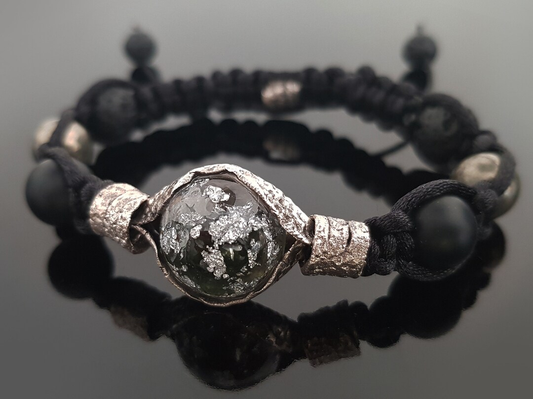Moldavite Orgone Orgonite Bracelet - EMF Protection Bracelet - Silver ...