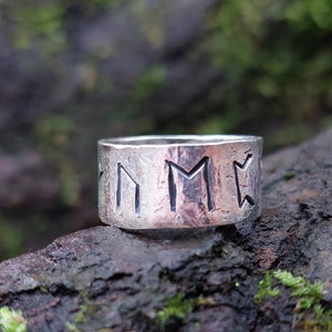 Rune Ring. Real Money, Luck, Prosperity Amulet, Rustic Sterling Silver ...