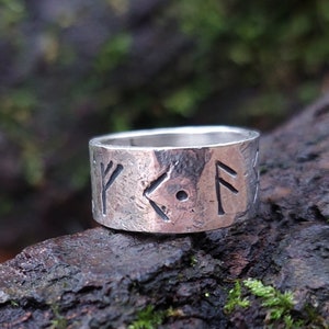 Rune Ring. Real Money, Luck, Prosperity Amulet, Rustic Sterling Silver ...