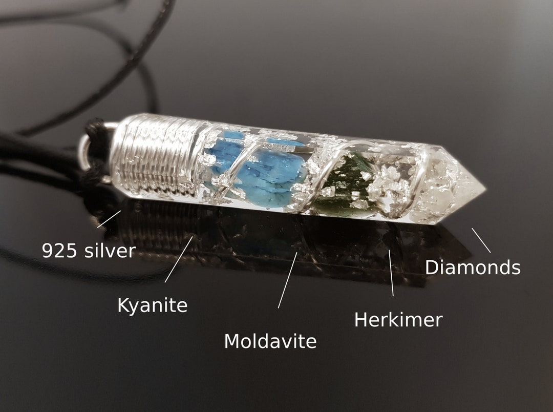 Orgonite orgone Pendant most powerful magic amulet Necklace Moldavite ...