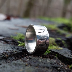 Rune Ring. Real Money, Luck, Prosperity Amulet, Rustic Sterling Silver ...