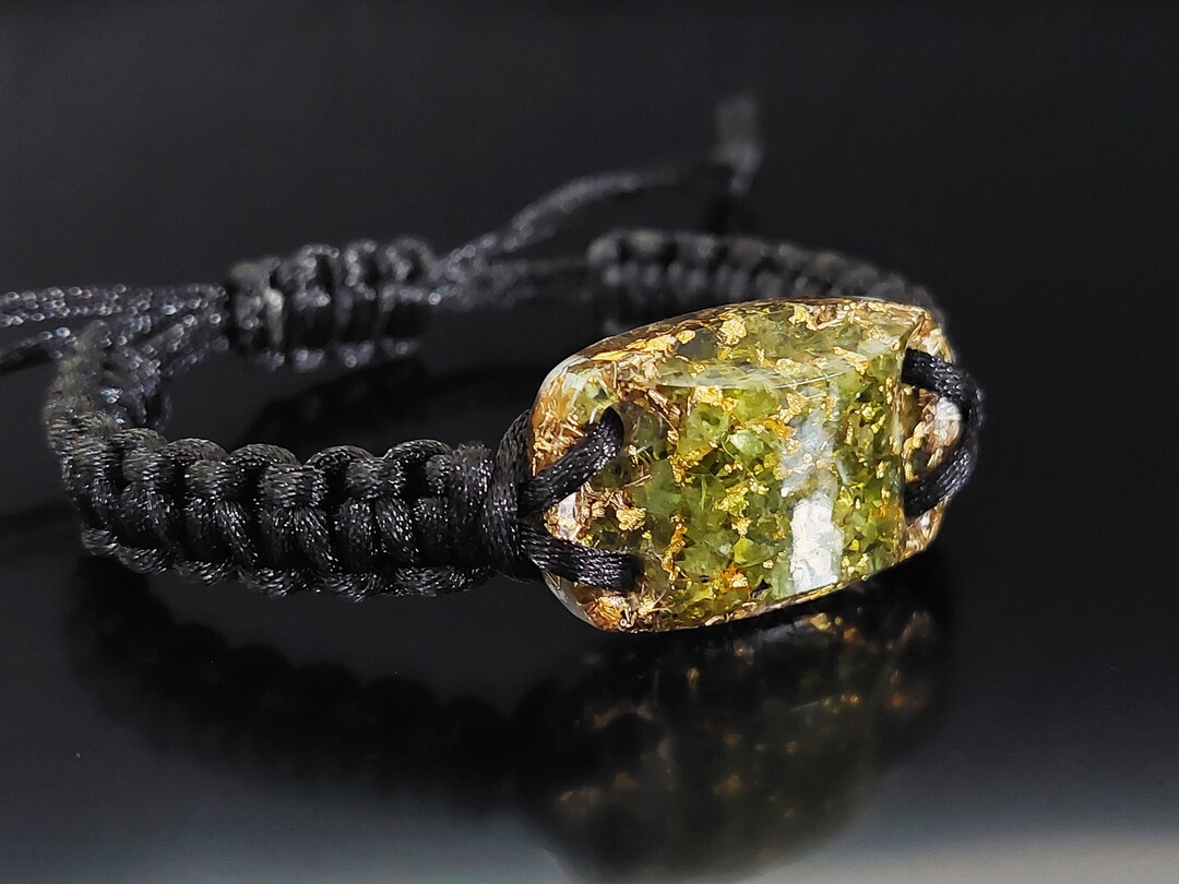 Peridot Orgonite Orgone Bracelet, 24k Gold, Brass, Money, Wealth, Love ...