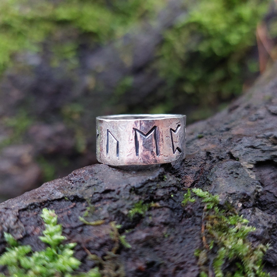 Personalized Rune Ring, Amulet, Rustic Sterling Silver, Celtic, Viking ...