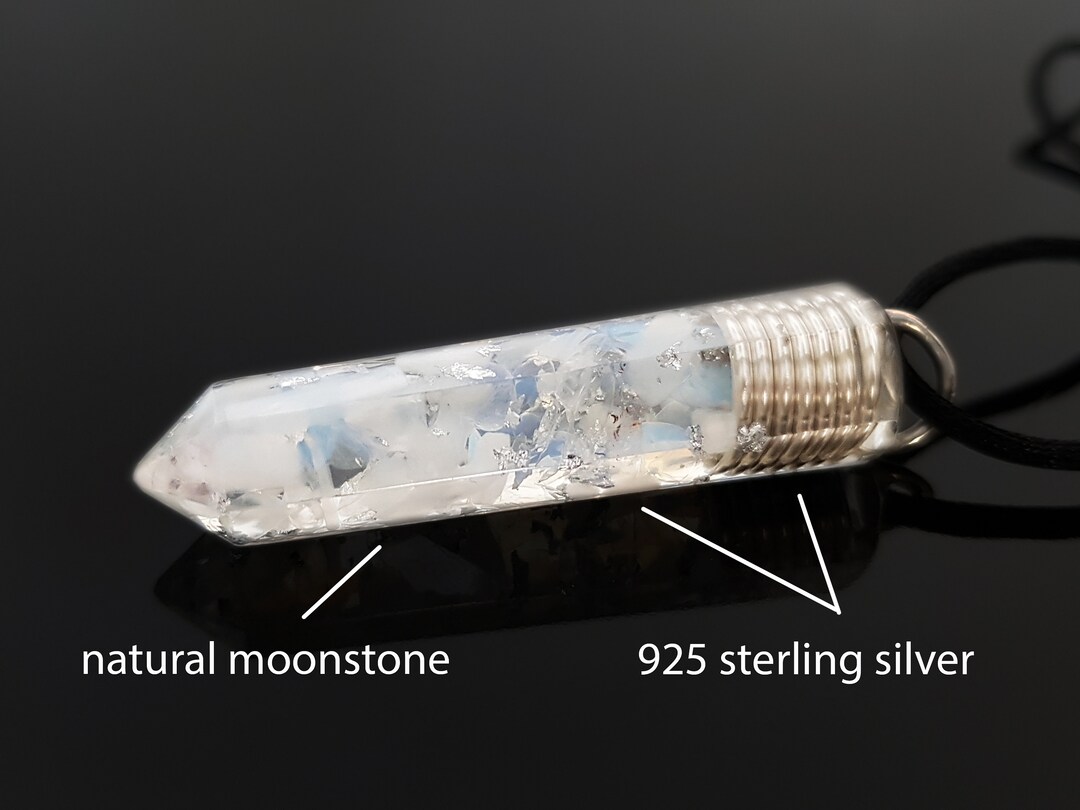 Orgonite Orgone Pendant Necklace, Natural Moonstone, 925 Sterling ...