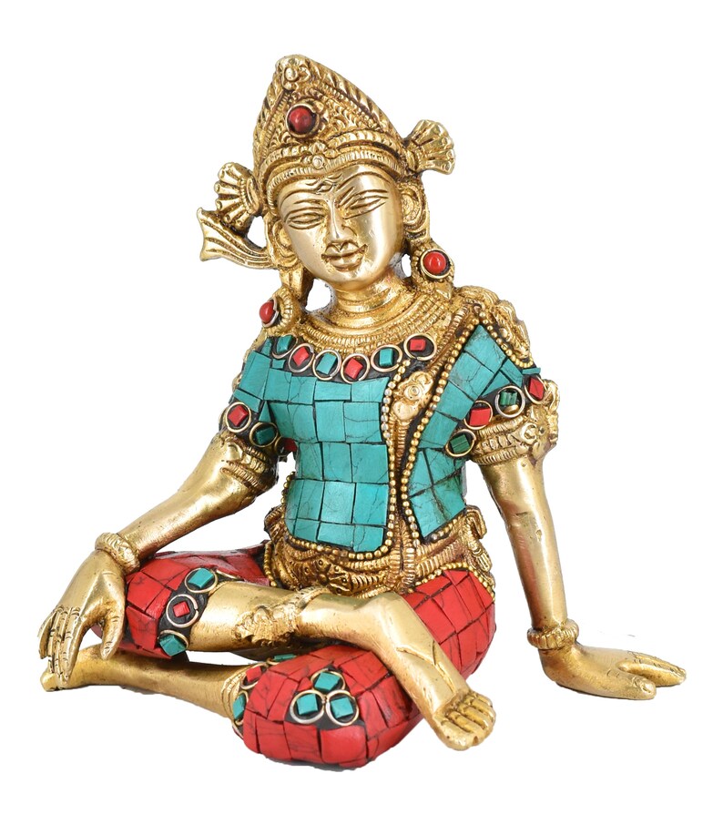 Whitewhale Sitting God Indra Dev Brass Statue | Etsy