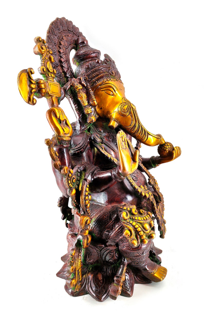 White Whale Lord Ganesha Sitting on Kamal Brass Statue - Etsy