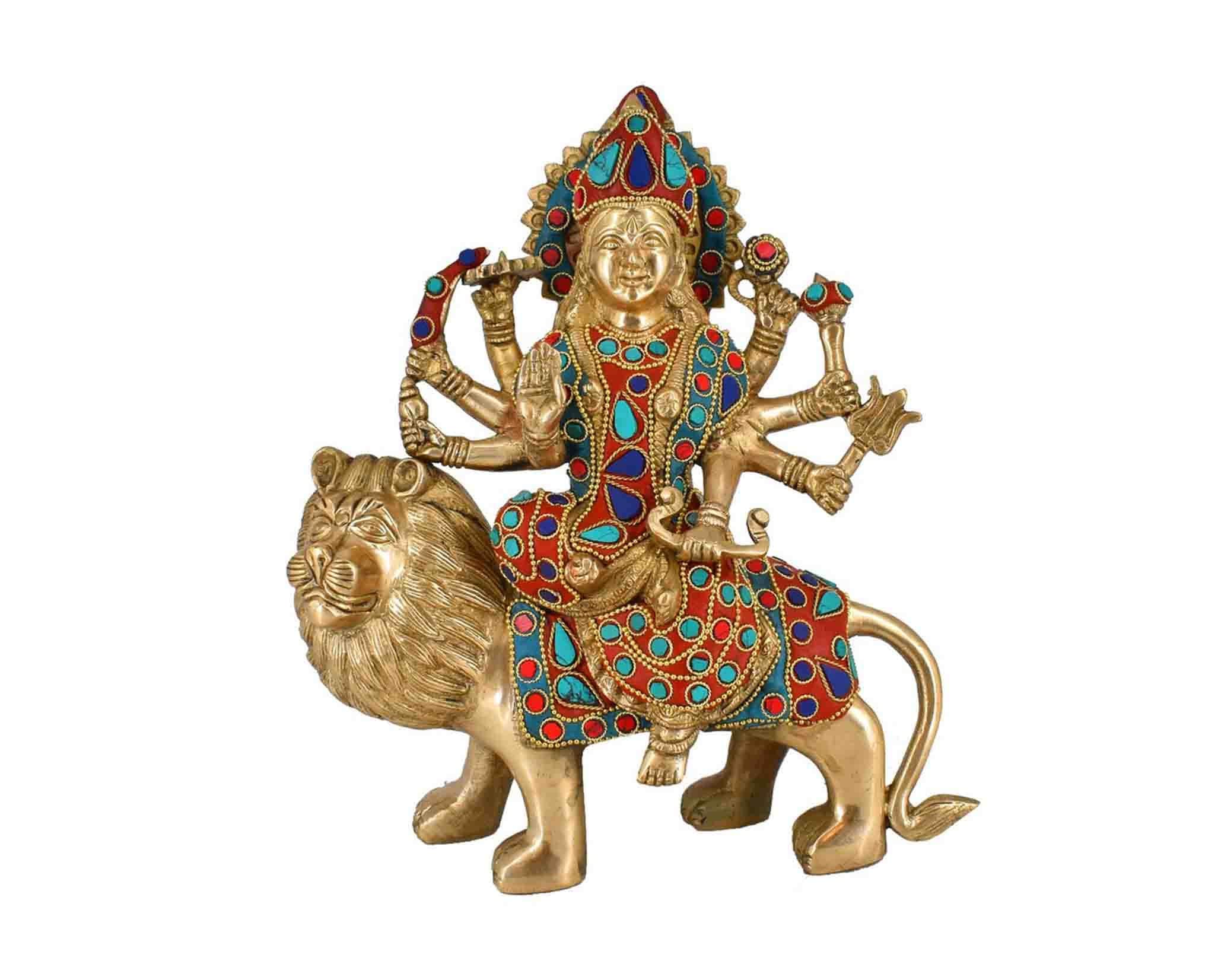 Whitewhale Brass Maa Durga/ma Sherwali Idol Sitting on Lion - Etsy