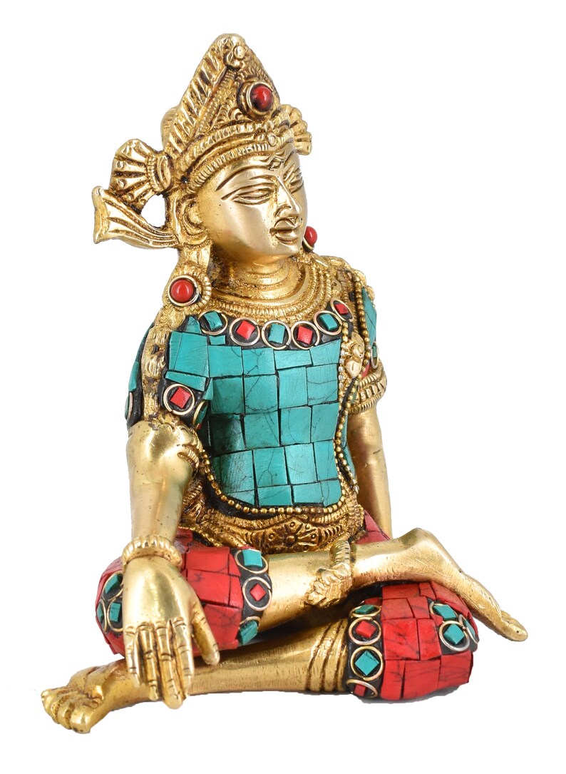 Whitewhale Sitting God Indra Dev Brass Statue - Etsy