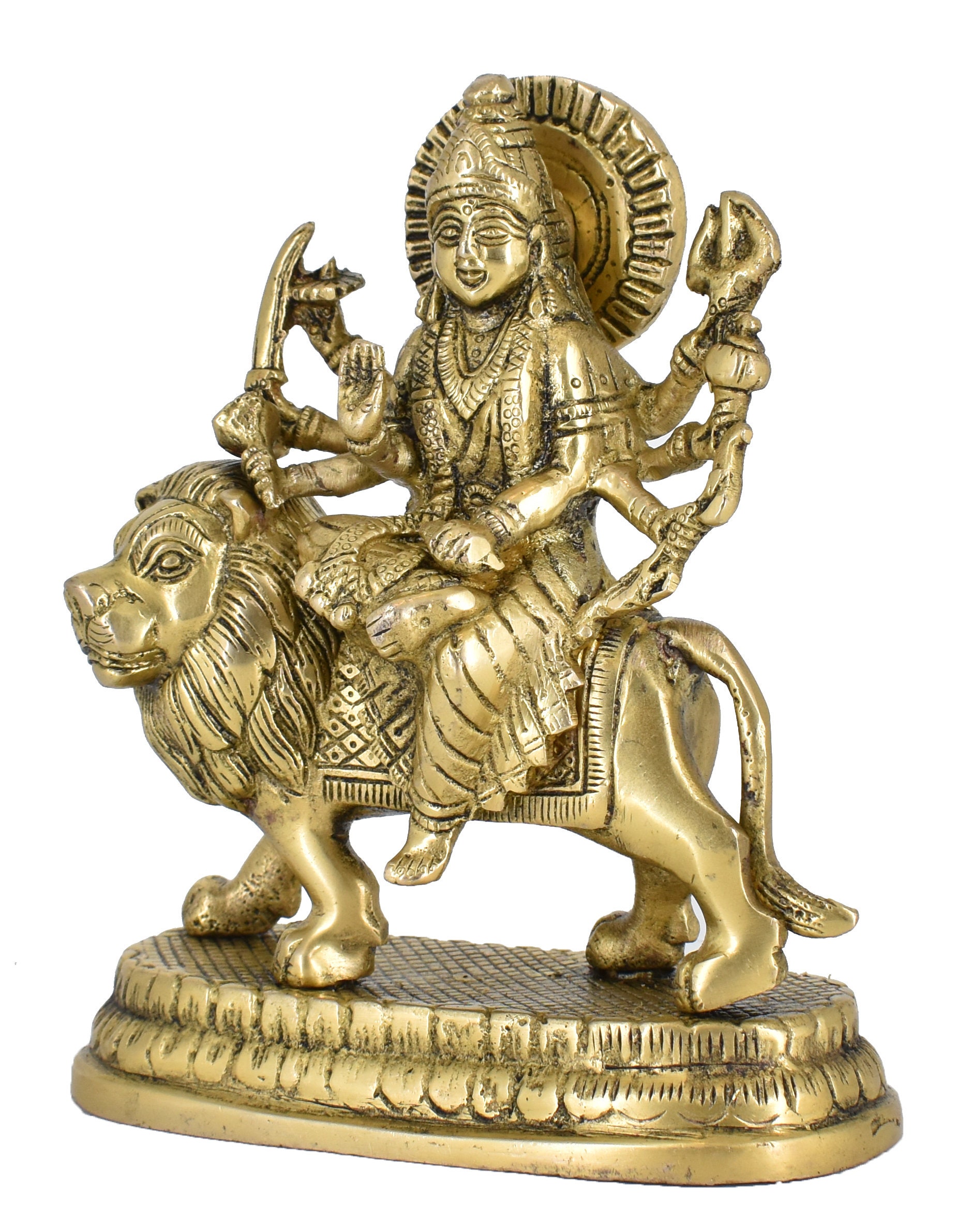Whitewhale Brass Maa Durga/ma Sherwali Idol Sitting on Lion - Etsy