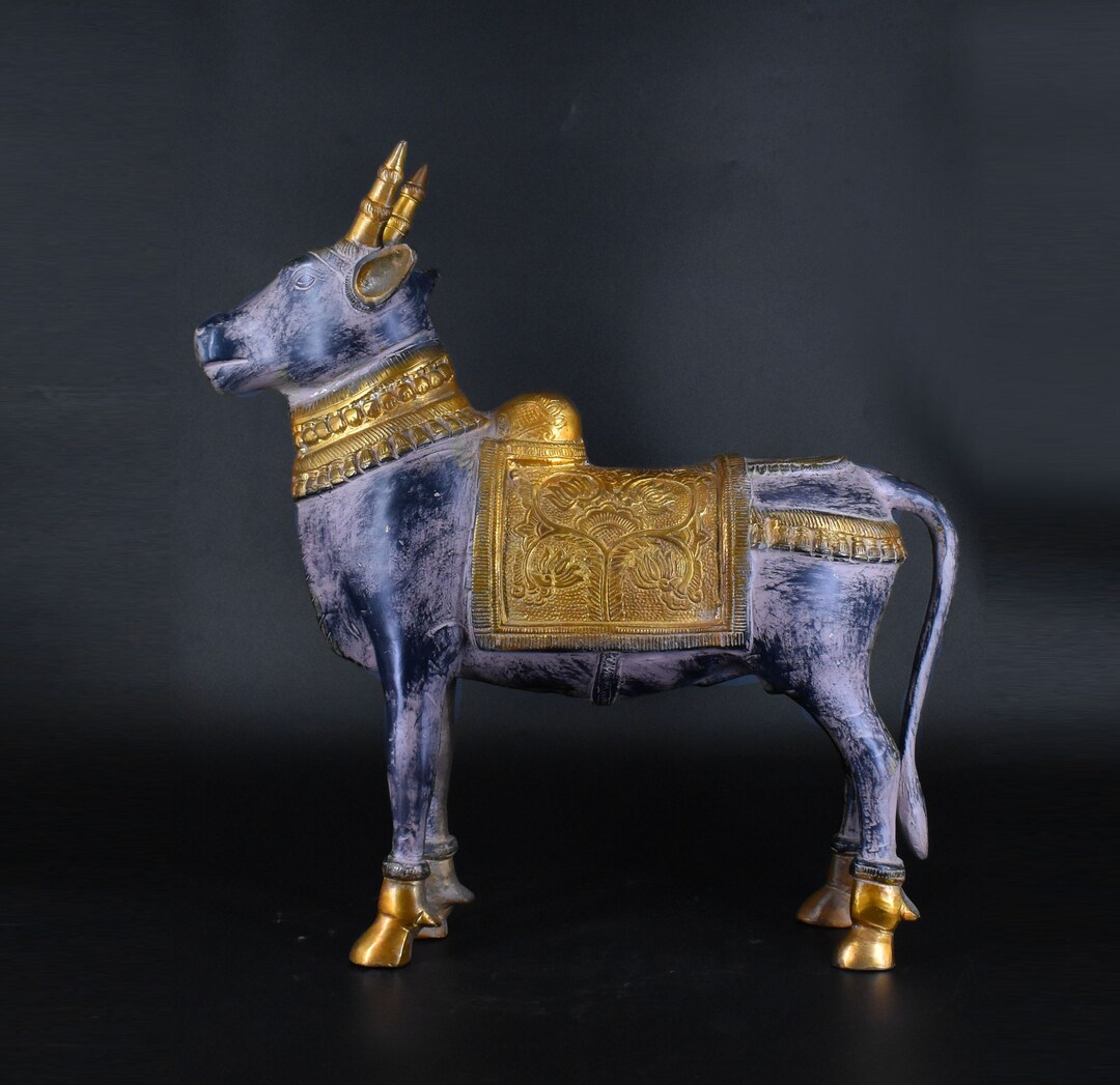Whitewhale Brass Shiva Nandi Standing Statue Murti for Home Decoration ...