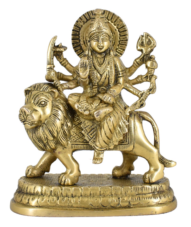 Whitewhale Brass Maa Durga/ma Sherwali Idol Sitting on Lion - Etsy