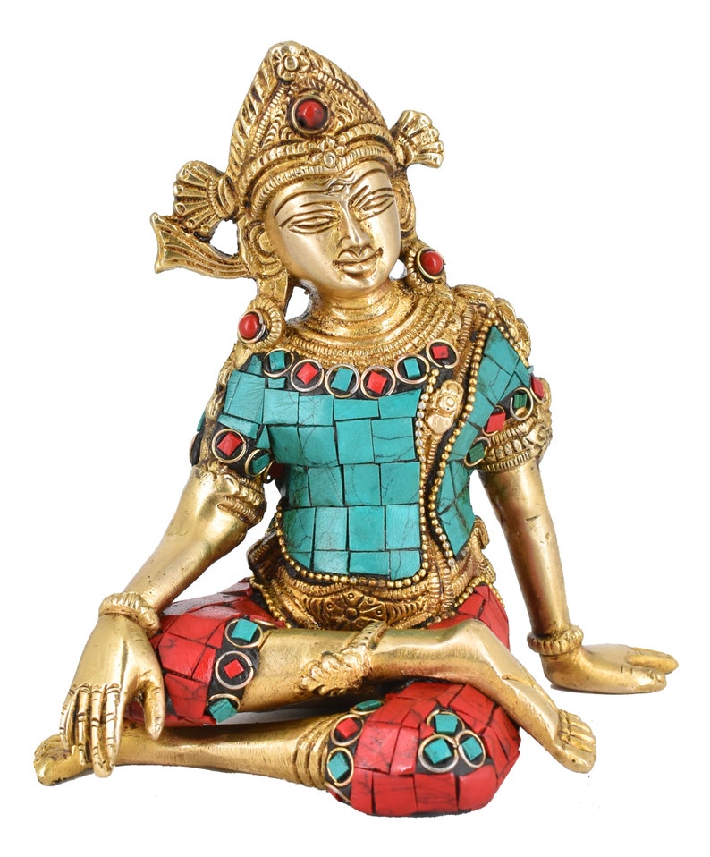 Whitewhale Sitting God Indra Dev Brass Statue - Etsy