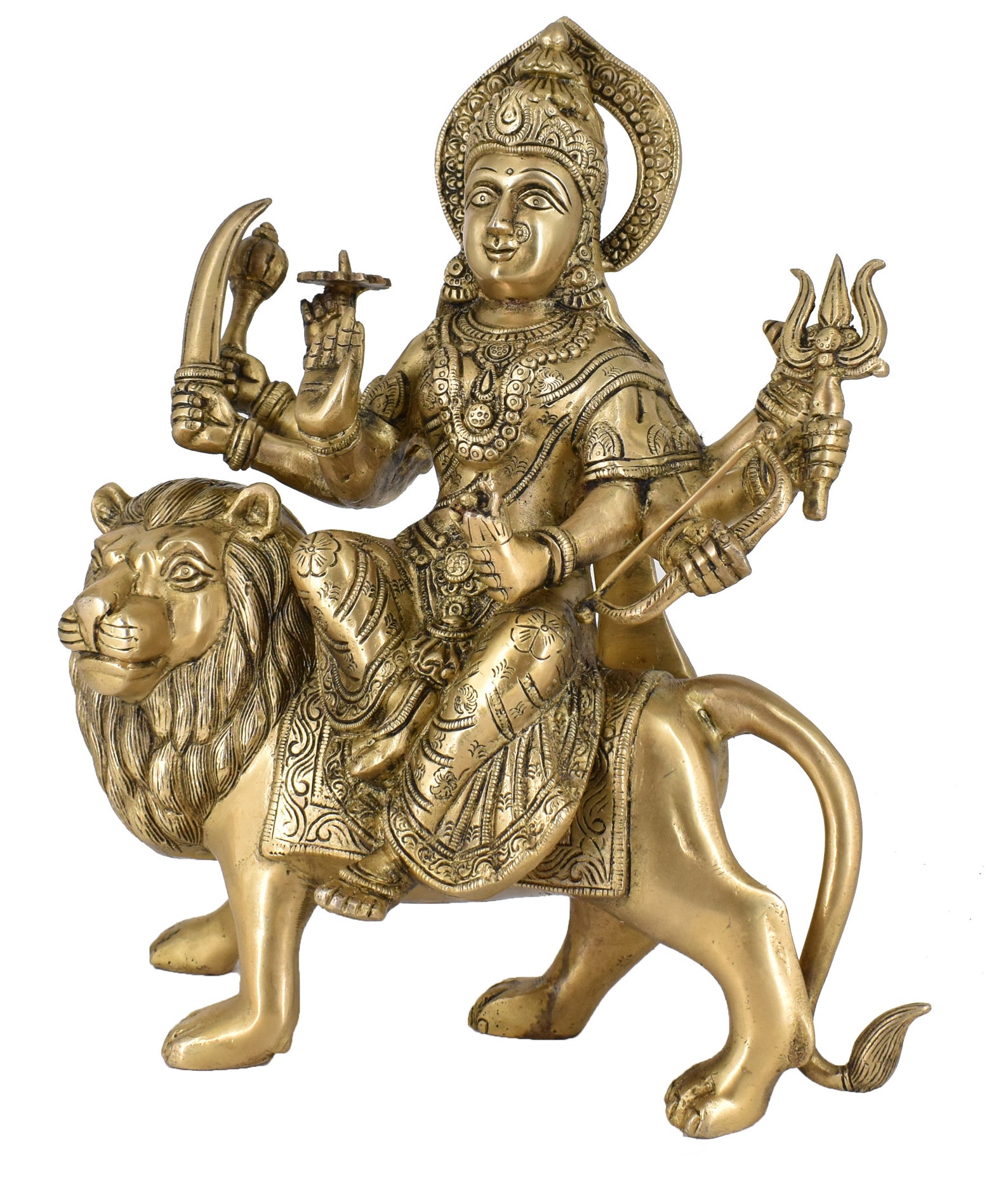 Whitewhale Brass Maa Durga/ma Sherwali Idol Sitting on Lion - Etsy