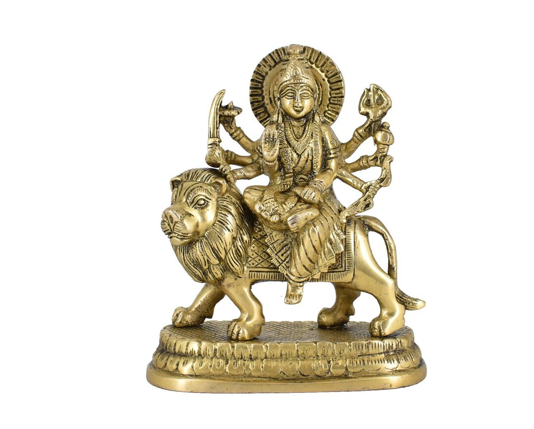 Whitewhale Brass Maa Durga/ma Sherwali Idol Sitting on Lion - Etsy