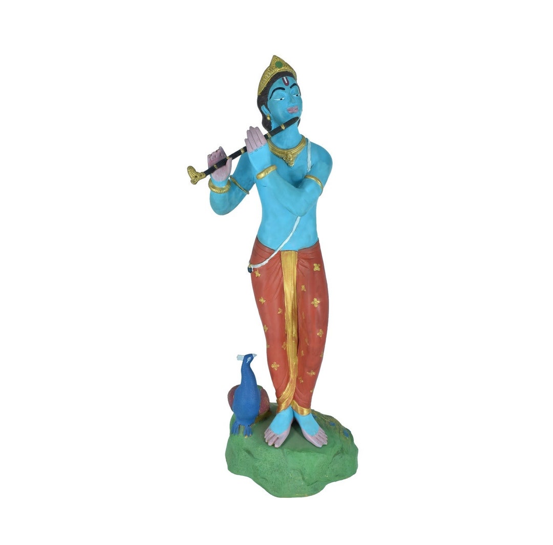 Whitewhale Lord Krishna Statue Beautiful Clay Krishna Big Standing Lord ...