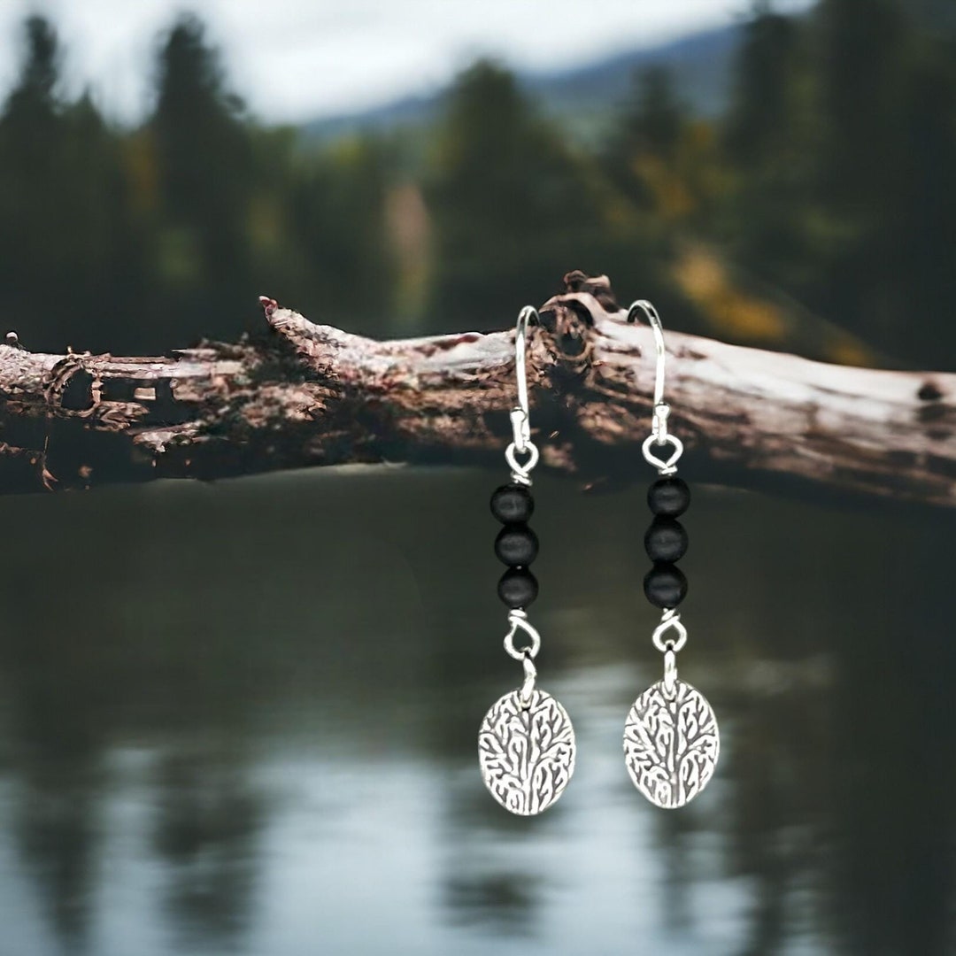 Itty Bitty Trees With Black Onyx Beads, Nature-inspired, Fine Silver ...