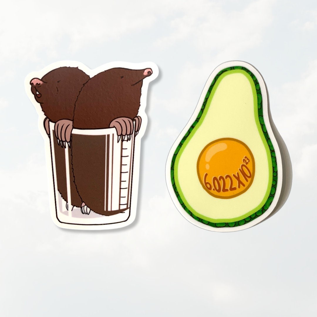 Sticker Set: Two Moles per Liter & Avocado's Number - Etsy