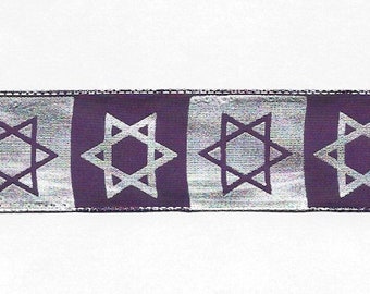 Star of David Ribbon: Silver & Navy Blocked 10 Yard Roll | Etsy