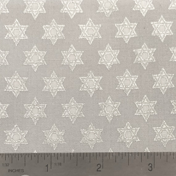 Star of David Fabric: Silver Stars on Silver 1 Yard | Etsy