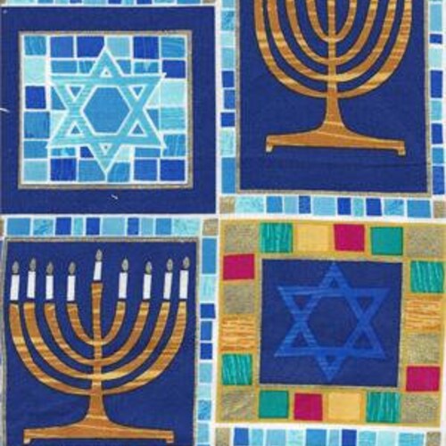 Menorah Fabric Judica by the Half Yard Judaica Fabric - Etsy