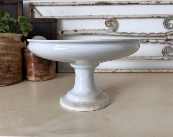 Antique Plain White Ironstone Compote - Fruit Bowl - Ironstone ...