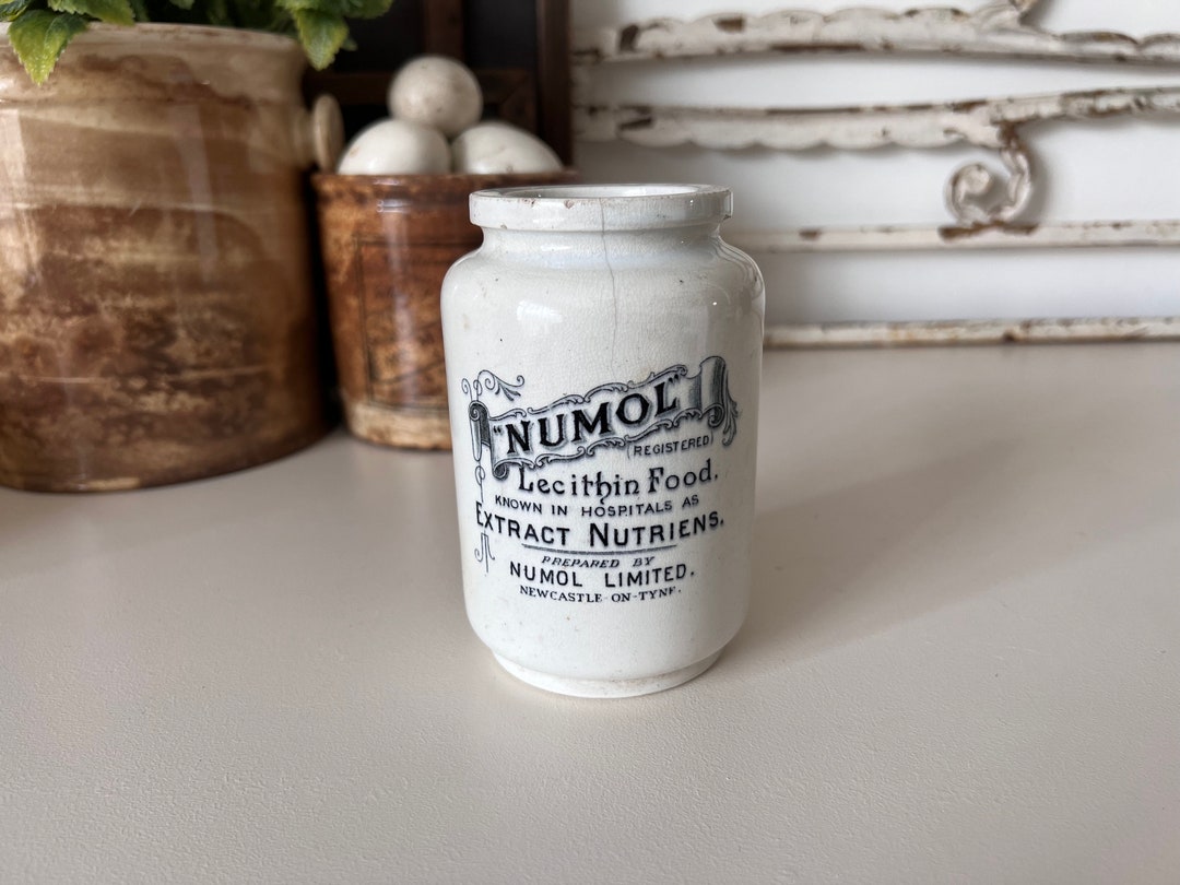 Antique Ironstone Numol Crock With Black Transfer Antique Advertising ...