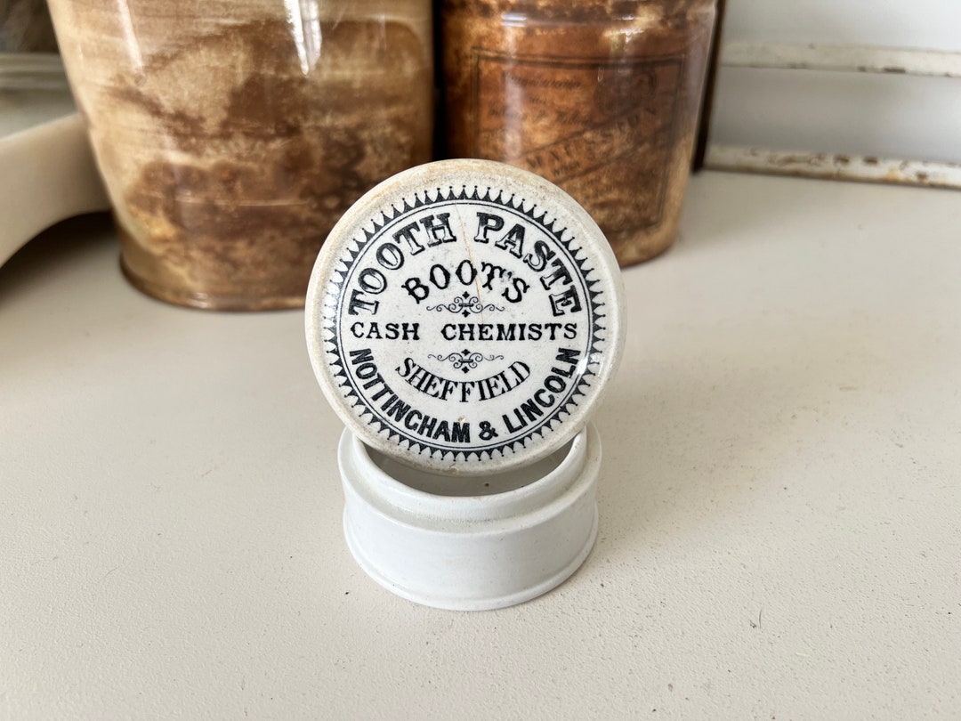 1 Antique Victorian Tooth Paste Pot Lid and Base English Advertising ...