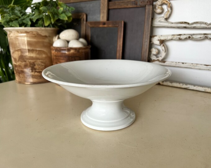 Antique French Plain White Porcelain Compote - Fruit Bowl - Compotier ...