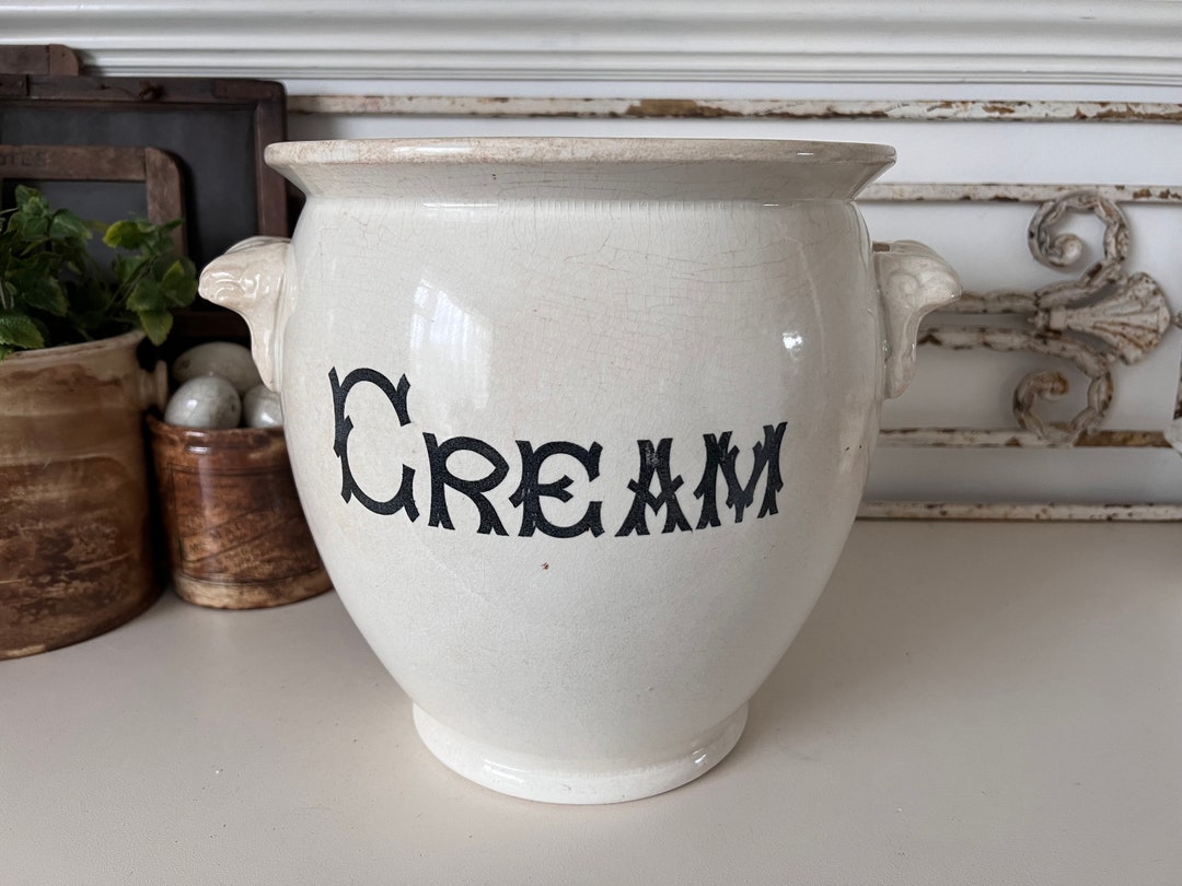 Antique Ironstone CREAM Pail or Stein White Ironstone Milk Pail Ceramic ...