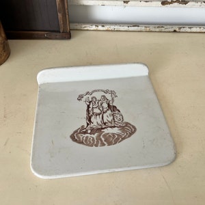 Victorian White Ironstone Scale Plate / Cutting or Cheese Board Ceramic ...