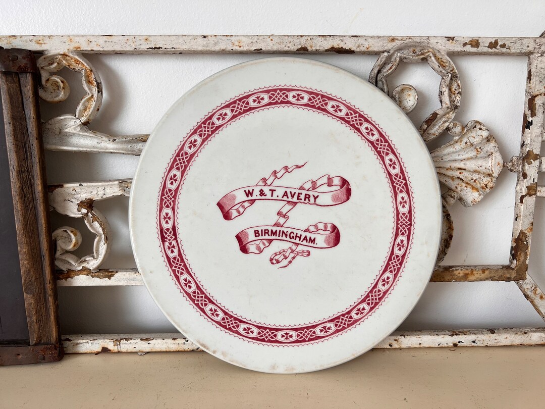 Antique Ironstone Scale Plate With Red Transfer Avery Birmingham ...