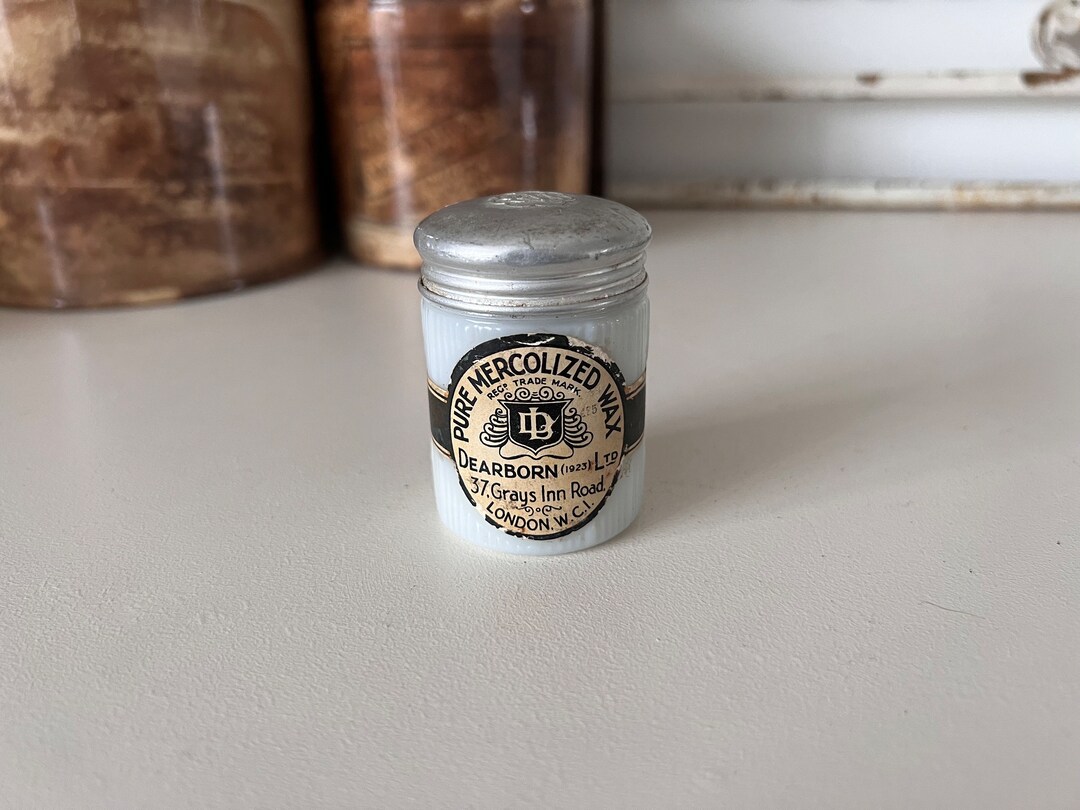 Antique Milkglass Wax Pot With Paper Label Pure Mercolized Wax - Etsy