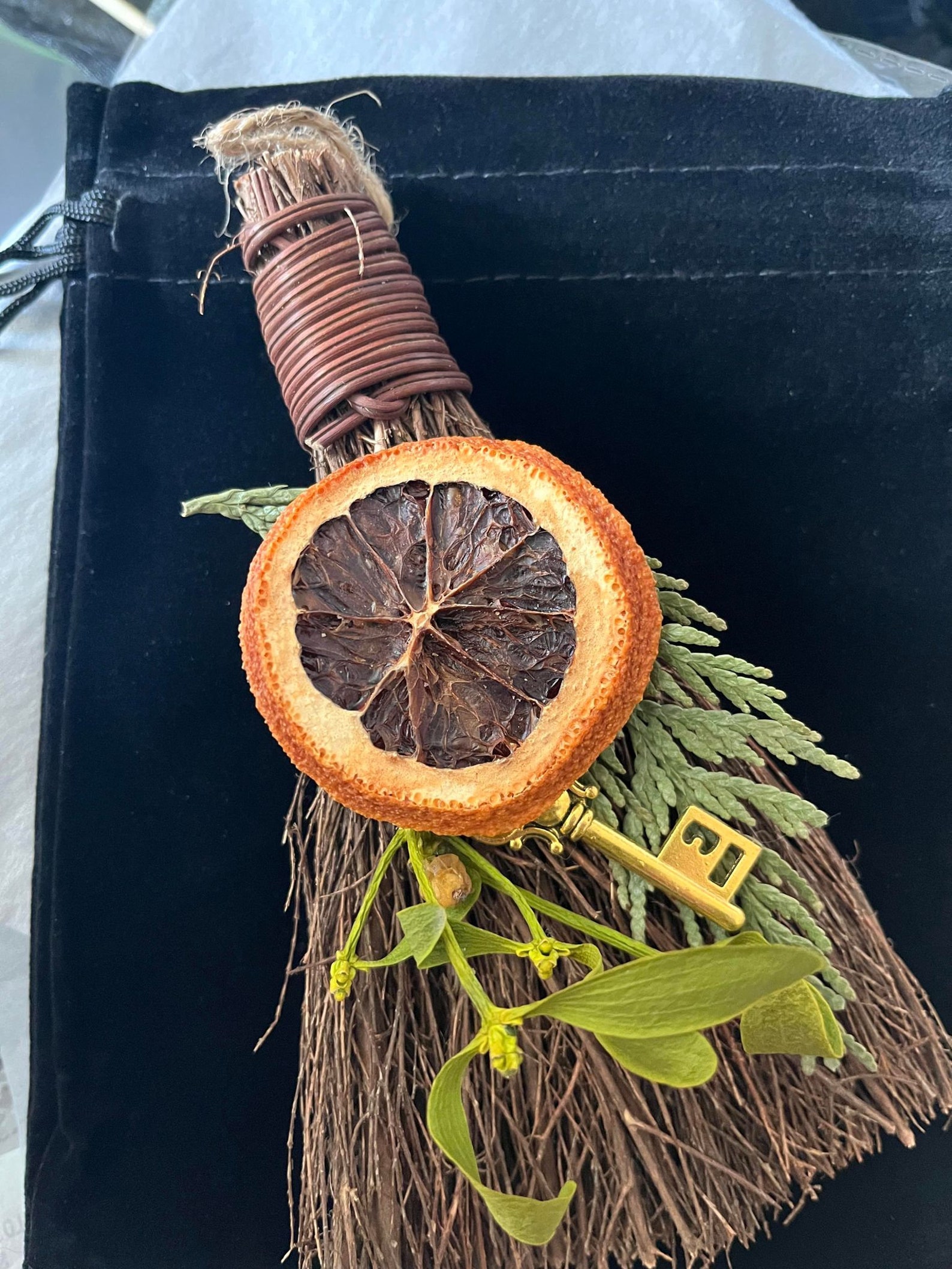 Yule Altar Besom: Yuletide Cleansing Broom With Cinnamon & Orange - Etsy
